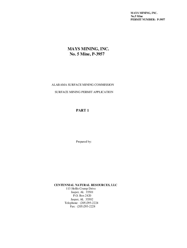 Fillable Online surface-mining alabama mays mining, inc. no. 5 mine, p ...