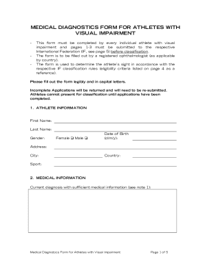 Fillable Online MEDICAL DIAGNOSTICS FORM FOR ATHLETES WITH VISUAL ...