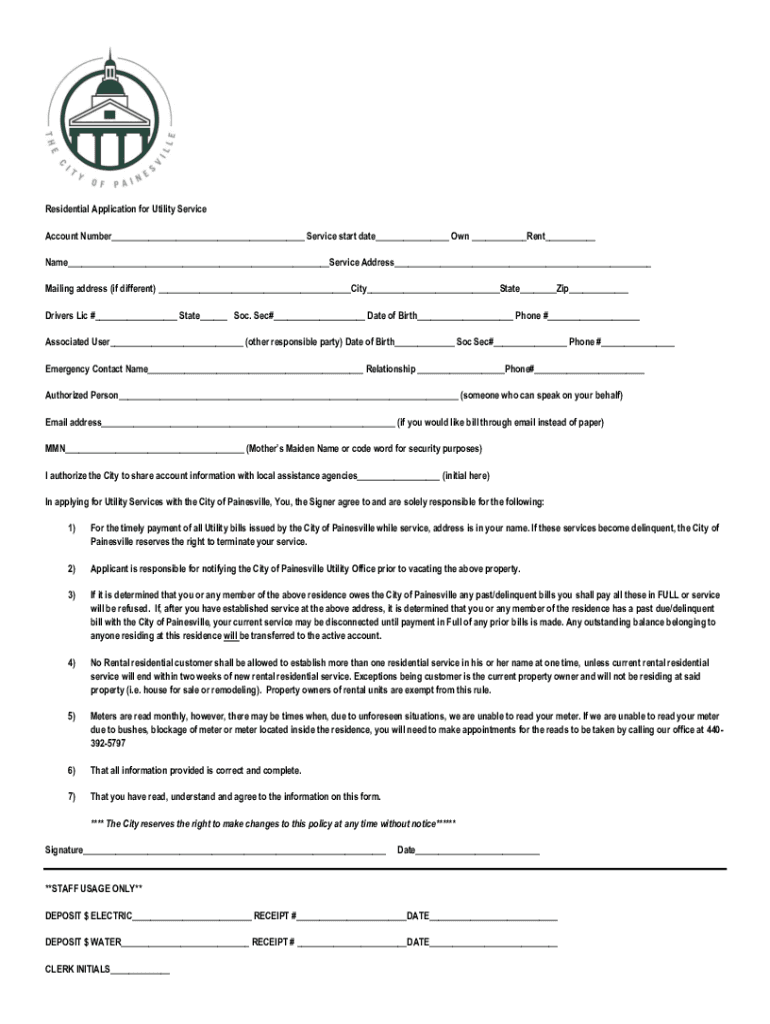 Fillable Online Commercial Service Application Agreement Fax Email ...