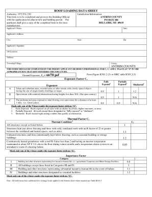 Fillable Online ROOF LOADING DATA SHEET Fax Email Print - pdfFiller