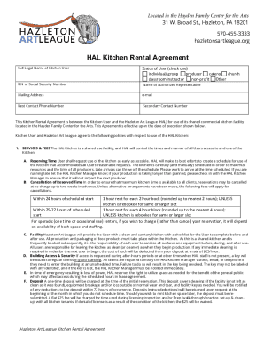 Fillable Online HAL Kitchen Rental Agreement Fax Email Print - pdfFiller