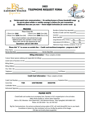 Fillable Online TELEPHONE REQUEST FORM Fax Email Print - pdfFiller