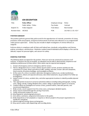 Fillable Online Police Officer job description template Fax Email Print ...