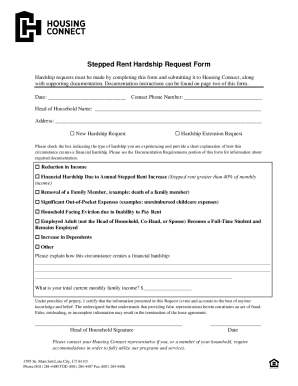 Fillable Online Stepped Rent Hardship Request Form Fax Email Print ...