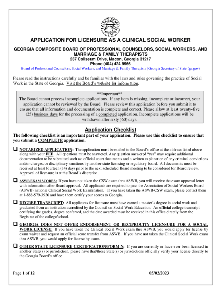 Fillable Online sos ga application for licensure as a professional counselor - ... Fax Email ...