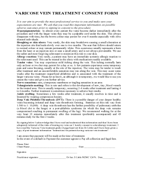 Fillable Online Patient Forms, Info Sheets - The Vein Healthcare Center ...