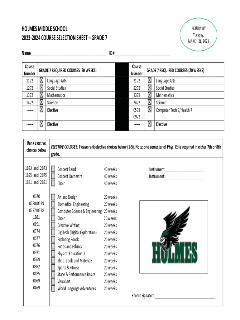 Fillable Online HOLMES MIDDLE SCHOOL Fax Email Print - pdfFiller