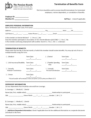 Fillable Online Termination of Benefits Form Fax Email Print - pdfFiller