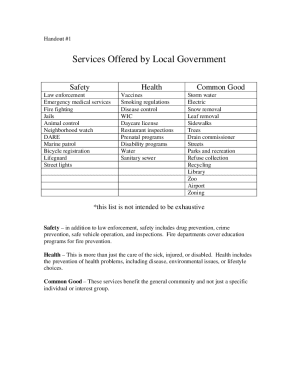 Fillable Online Services Offered by Local Government Fax Email Print - pdfFiller