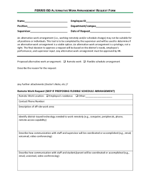 Fillable Online ferris isd alternative work arrangement request form ...