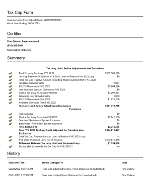 Fillable Online Tax Cap Form Certifier Summary History Fax Email Print ...