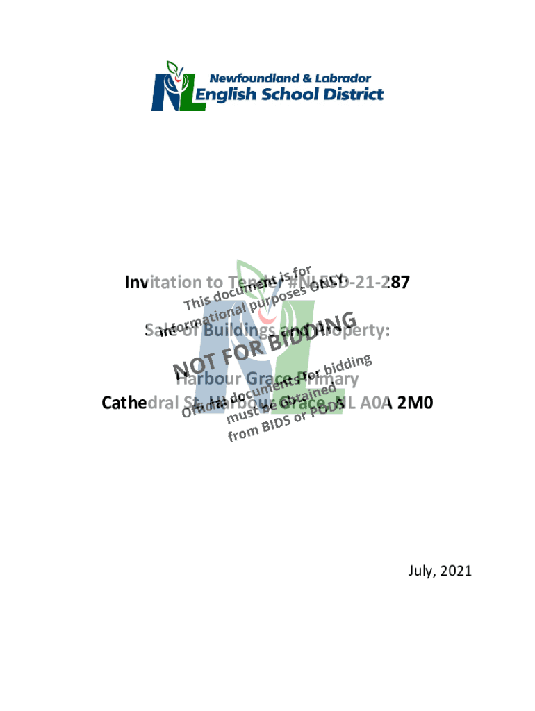 Fillable Online Invitation to Tender #NLESD-21-287 Sale of Buildings ...
