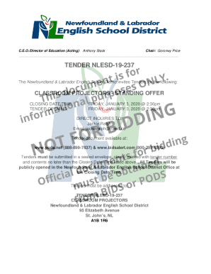 Fillable Online TENDER NLESD-19-237 Fax Email Print - pdfFiller