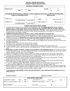 Fillable Online Student Parking Permit Application/Contract Form Fax ...