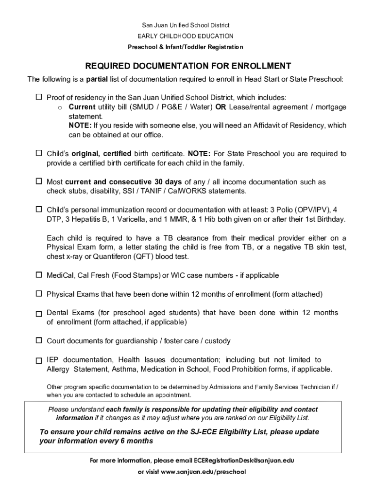 Fillable Online San Juan Unified School District/Child Development Fax ...