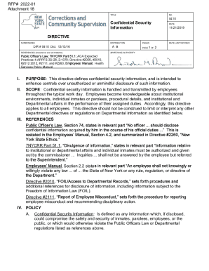 Fillable Online doccs ny DIRECTIVE Confidential Security Information I ...