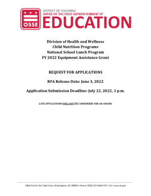 Fillable Online osse dc USDA National School Lunch Program Equipment ...