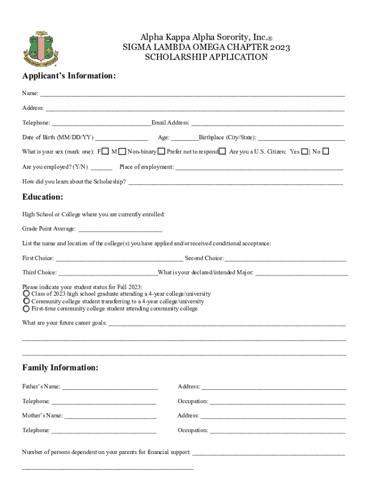 Fillable Online Alpha Kappa Alpha Sorority, Inc. Sigma Lambda Omega ...