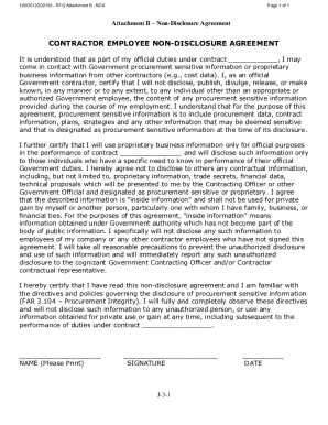 Fillable Online CONTRACTOR EMPLOYEE NON-DISCLOSURE ... Fax Email Print ...