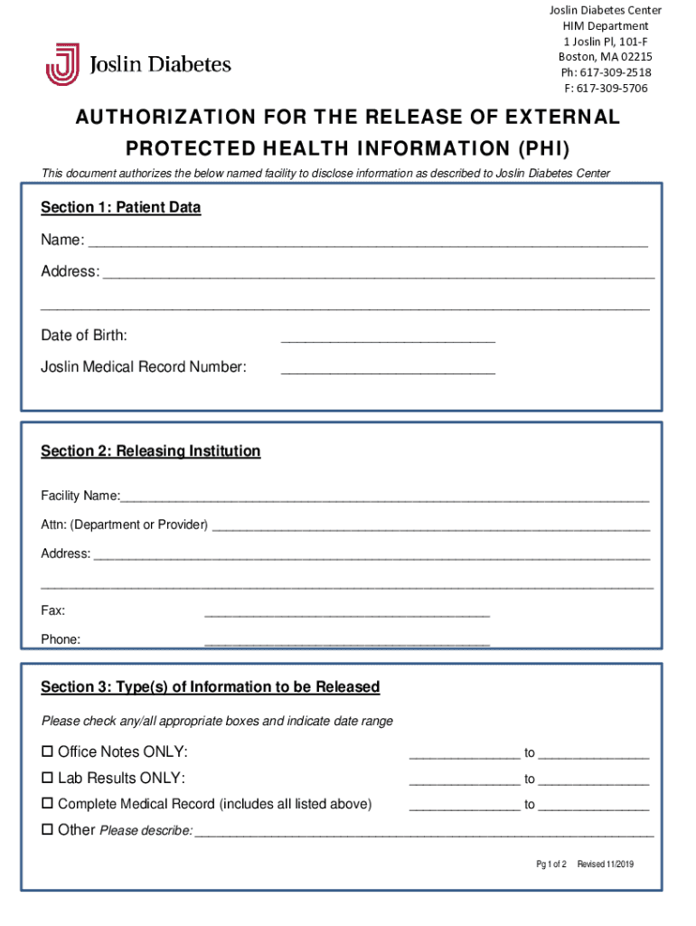Fillable Online Request for External PHI Fax Email Print - pdfFiller