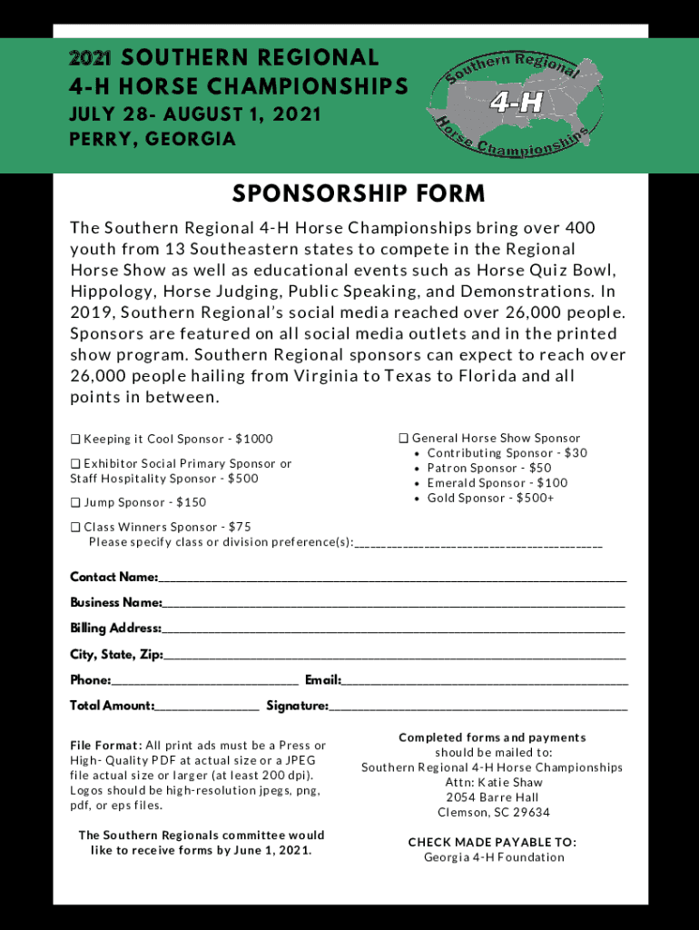 Fillable Online Georgia 4-H'ers shine at the Southern Regional 4-H ...