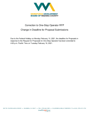 Fillable Online Correction to One-Stop Operator RFP Change in Deadline ...