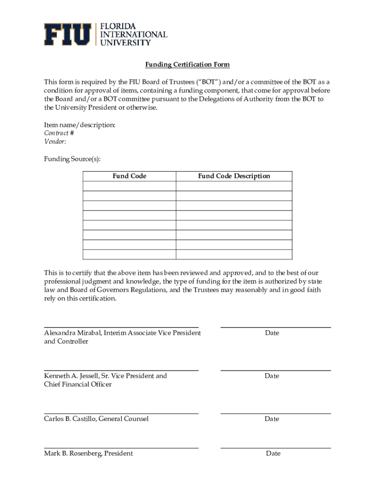 Fillable Online Research Funding Certification Form Fax Email Print - pdfFiller