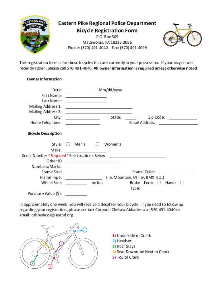 Fillable Online bicycle-registration-form.pdf Fax Email Print - pdfFiller