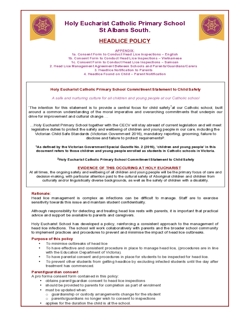 Fillable Online Consent Form to Conduct Head Lice Inspections Fax Email ...