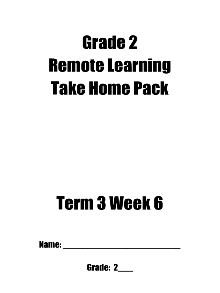 Fillable Online Grade 2 Remote Learning Take Home Pack Term 3 Week 6 ...