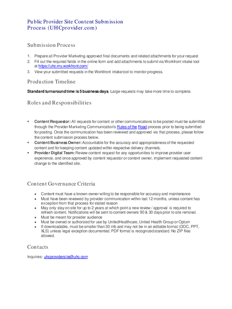 Fillable Online UHCprovider.com Content Request Form. Content request form for UHCprovider.com ...