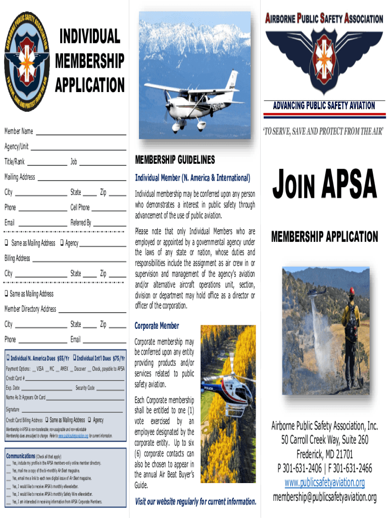 Fillable Online Airborne Public Safety Association (APSA) Fax Email Print - pdfFiller