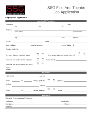 Fillable Online SSG Fine Arts Theatre Job Application Fax Email Print ...