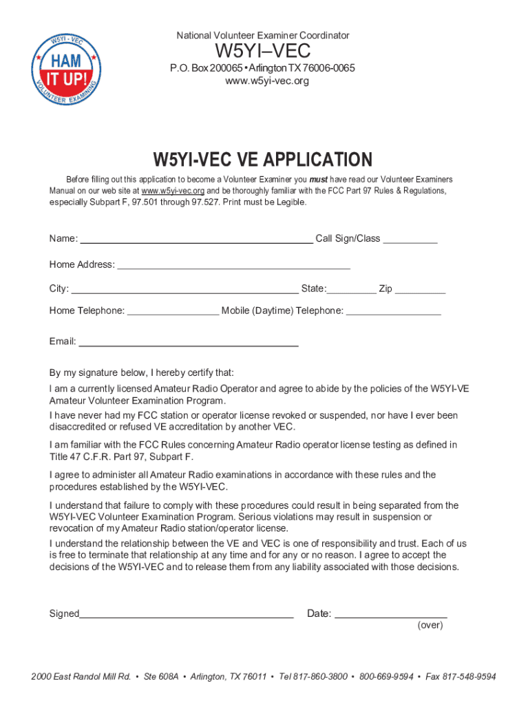 Fillable Online Arrl Ve Application - Fill Online, Printable, Fillable ...