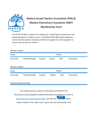 Fillable Online PTA MEF Membership Form Fax Email Print - pdfFiller
