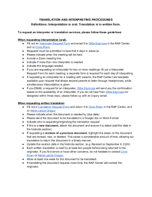 Fillable Online Interpretation is oral. Translation is in written form ...