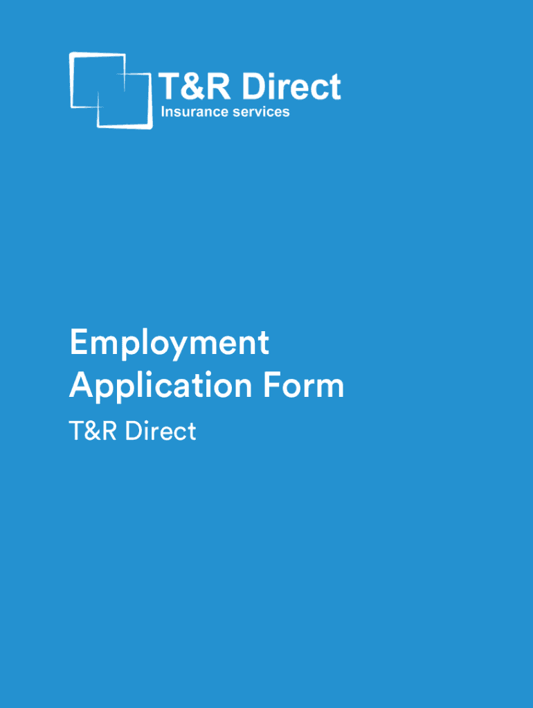 Fillable Online Tandr Direct Employment Application Form Fax Email