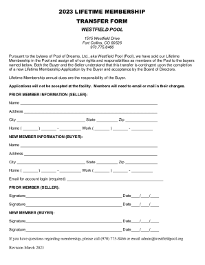 Fillable Online LIFETIME MEMBERSHIP TRANSFER FORM Fax Email Print ...