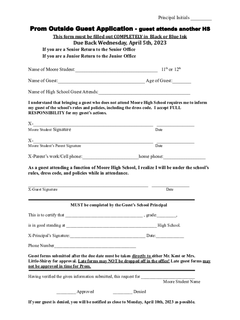 Fillable Online 2023 Prom Guest Form-attend another school.docx Fax ...