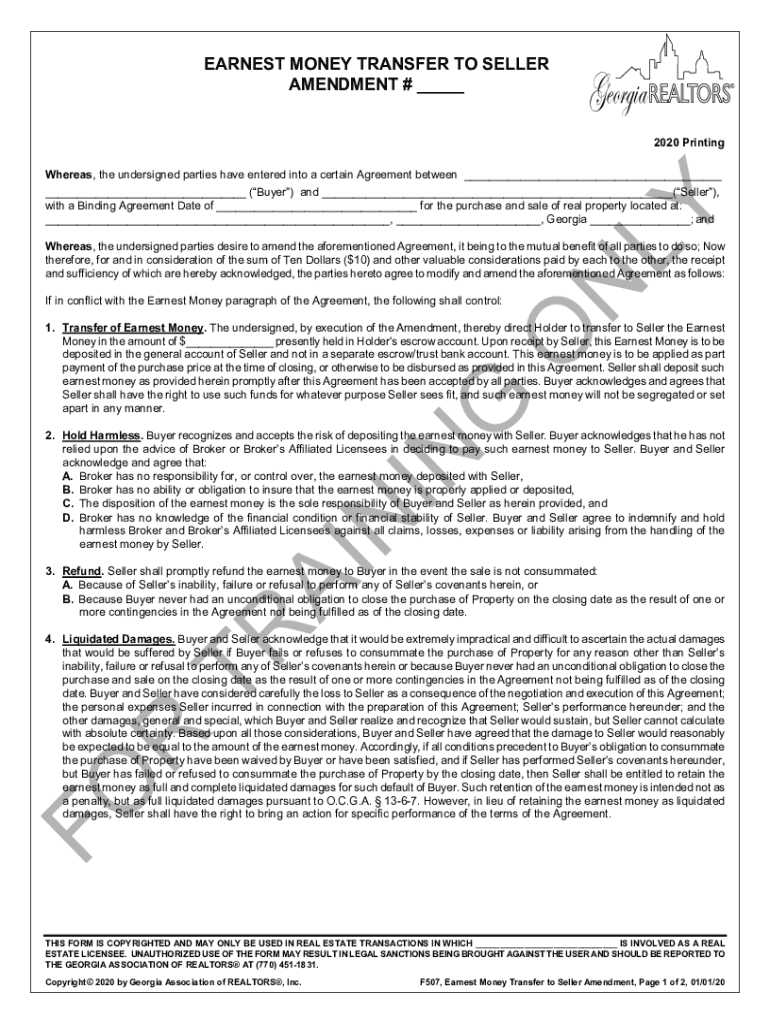 Fillable Online Additional Earnest Money Sample Clauses Fax Email Print ...