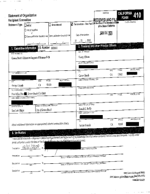 Fillable Online Executed on Rll Executed on BV FPPC Form 410 (August ...