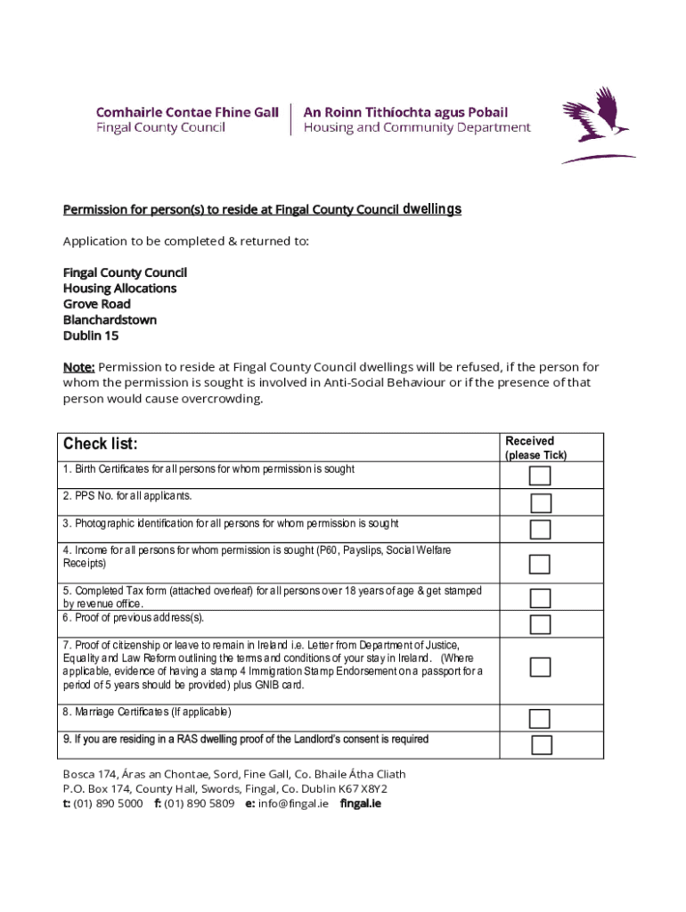 Fillable Online Permission to Reside form Fax Email Print - pdfFiller