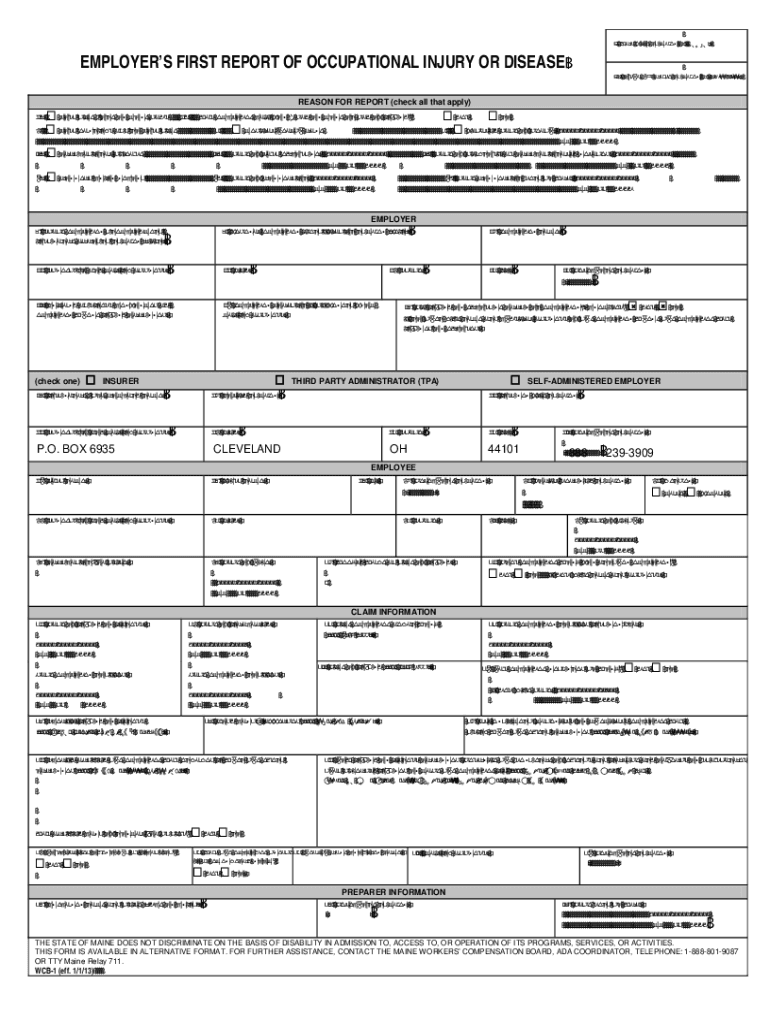 Fillable Online Employers First Report of Occupational Injury or ...