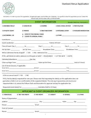 Fillable Online Outdoor/Venue Application EVENT INFORMATION Fax Email Print - pdfFiller