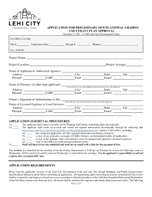 Fillable Online application for preliminary subdivision plat approval Fax Email Print - pdfFiller