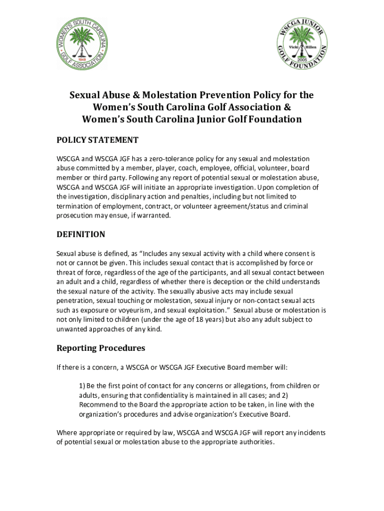 Fillable Online Sexual Abuse & Molestation Prevention Policy for the ...