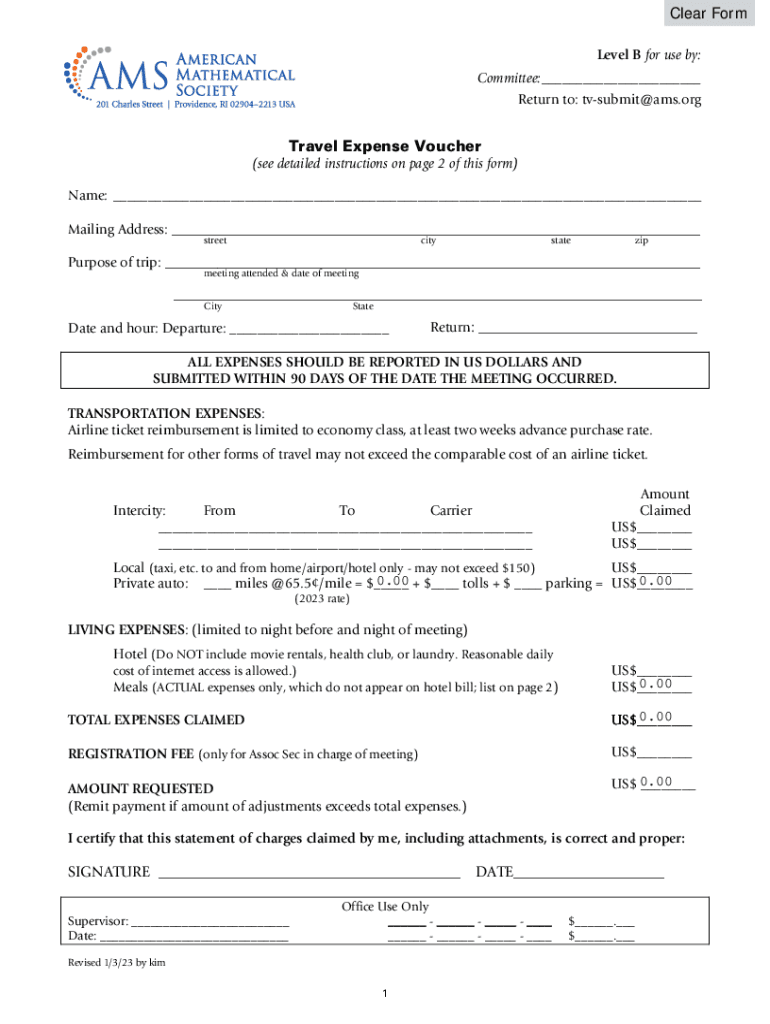 Fillable Online AP Travel Expense Voucher - Standard Ratee-FormsSIU Fax ...