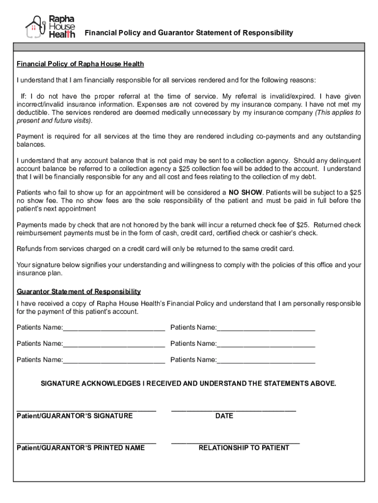 Fillable Online Financial Policy and Guarantor Statement of Responsibility.docx Fax Email Print ...