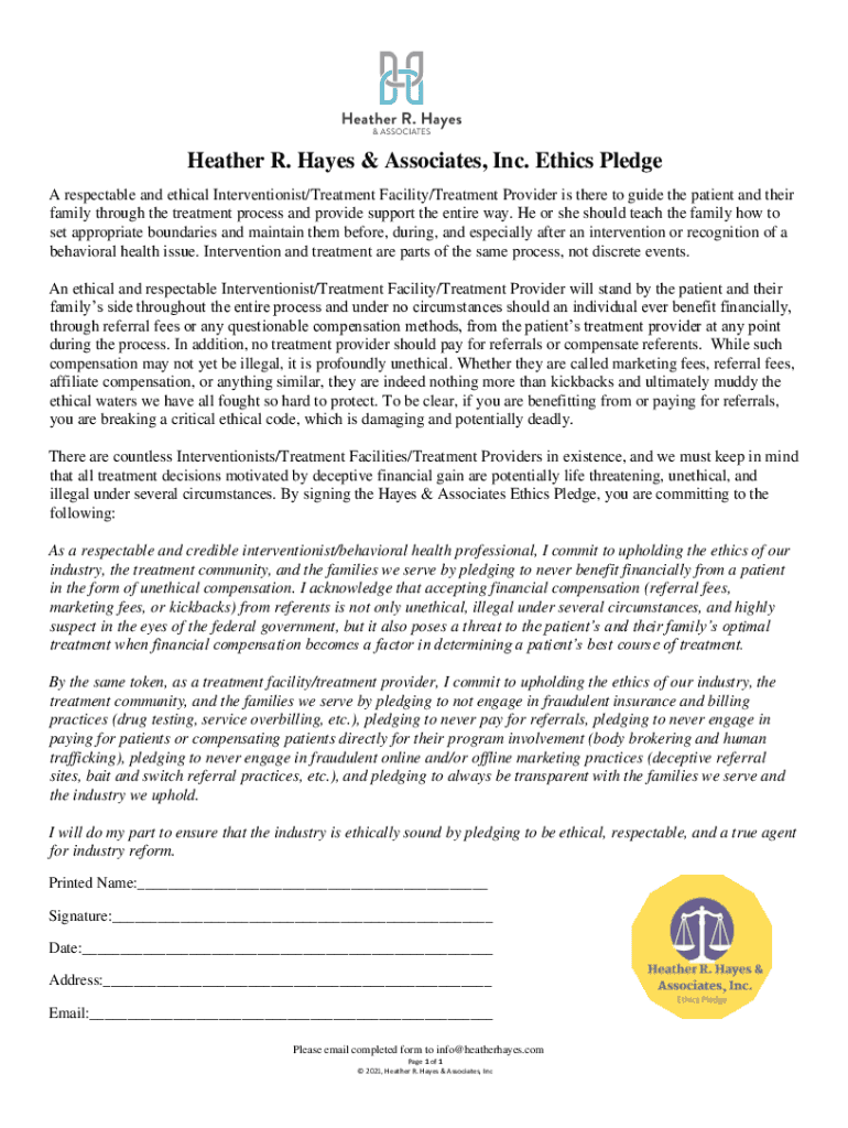 Fillable Online Heather Hayes. M.Ed., LPC, CAI - Chief Executive Officer Fax Email Print - pdfFiller