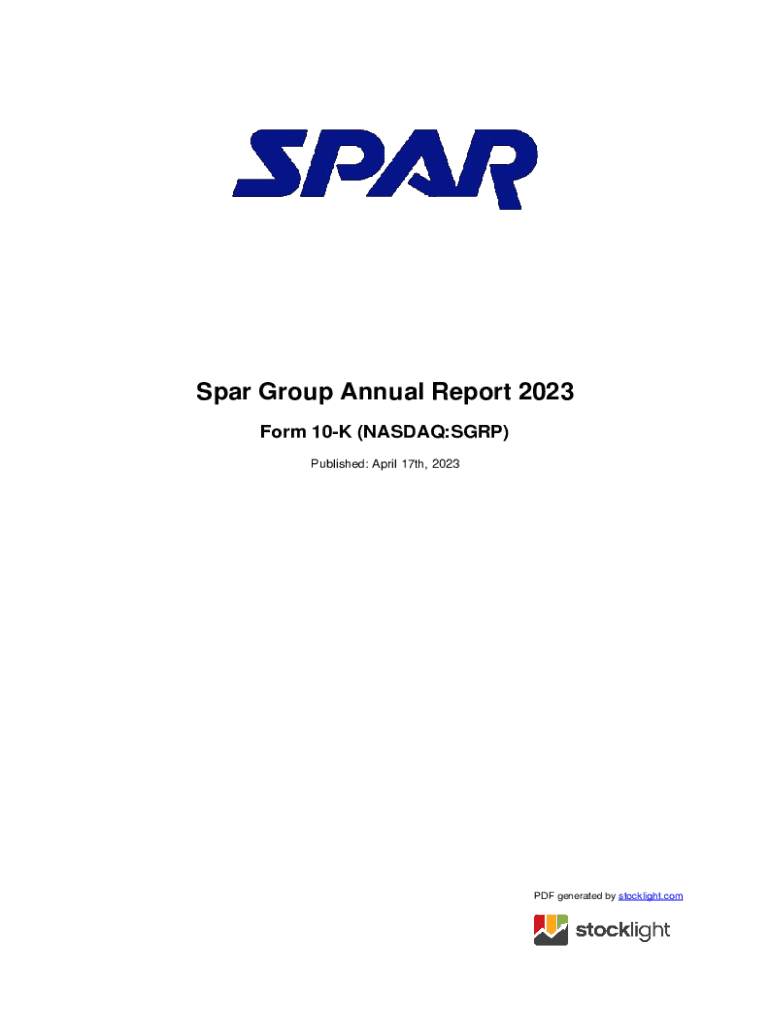 Fillable Online Spar Group, Inc. (SGRP) SEC Filing 10-K Annual Report ...